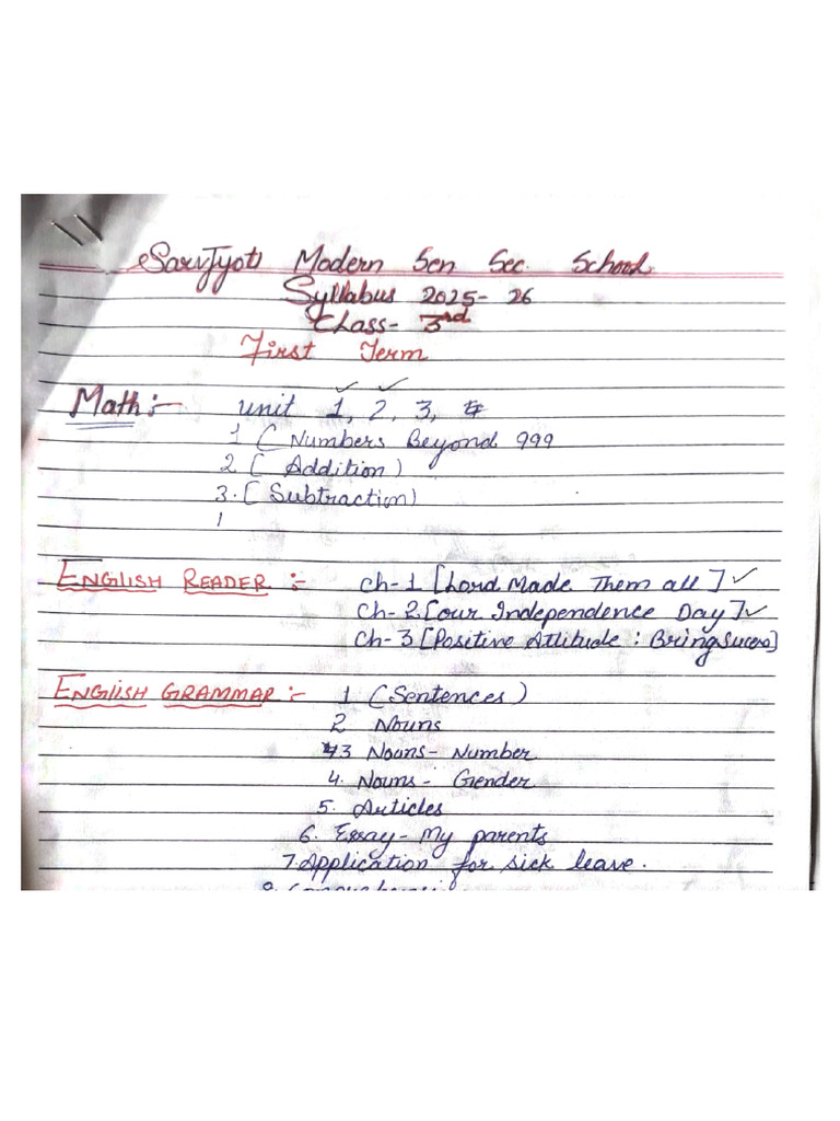 Syllabus 3rd Class | PDF