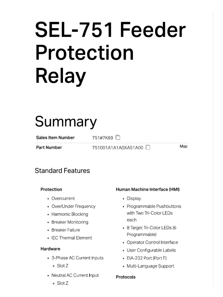 SEL 751 Order Code | PDF