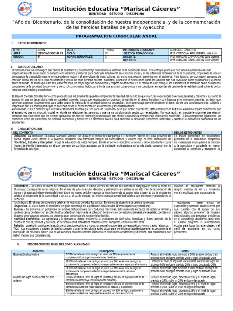 Pca Cuarto DPCC | PDF | Aprendizaje | Enseñando