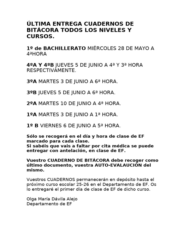 Ultima Entrega Cuadernos de Bitacora Todos Los Niveles y Cursos | PDF