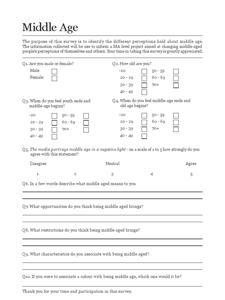 Perceptions of Middle Age Survey | PDF
