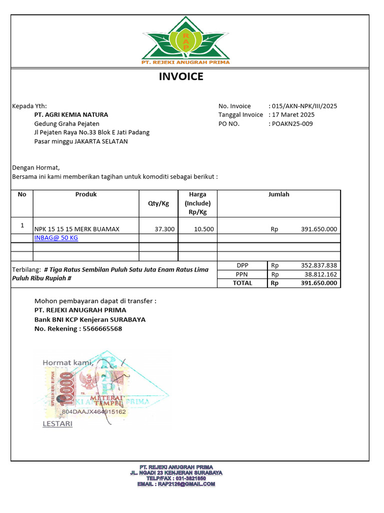 Contoh Invoice 1 | PDF