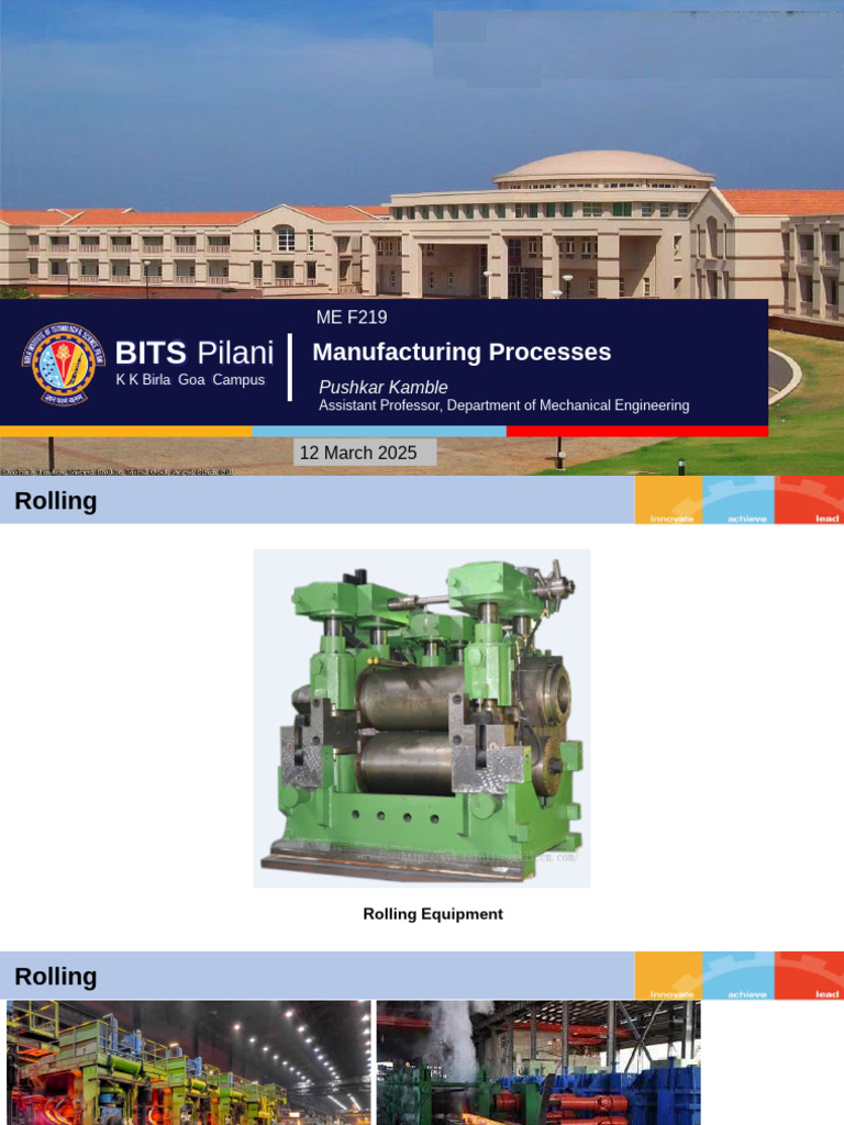 Overview of Rolling Manufacturing Processes | PDF | Rolling ...