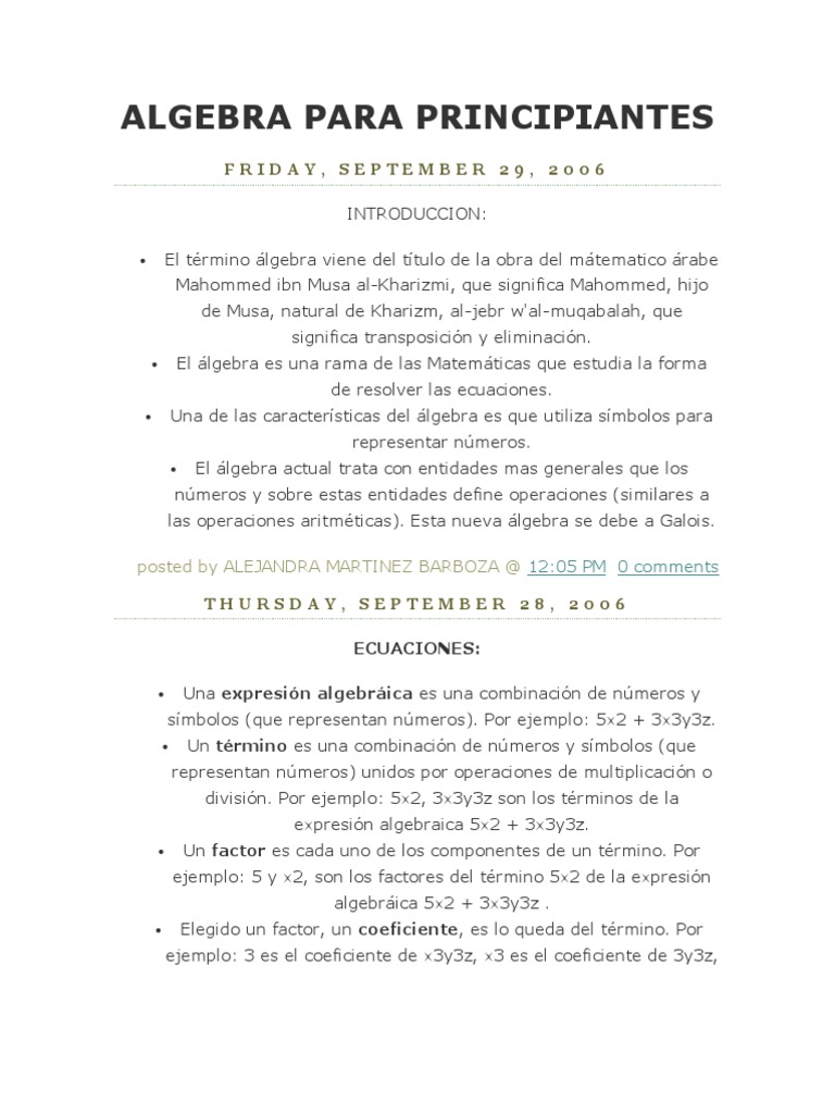 Algebra para Principiantes | PDF | Multiplicación | División (Matemáticas)
