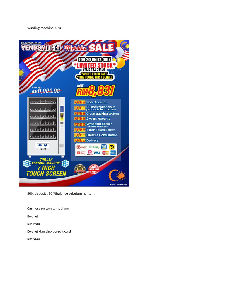 Cadangan Projek Vending Machine | PDF | Vending Machine | Payments