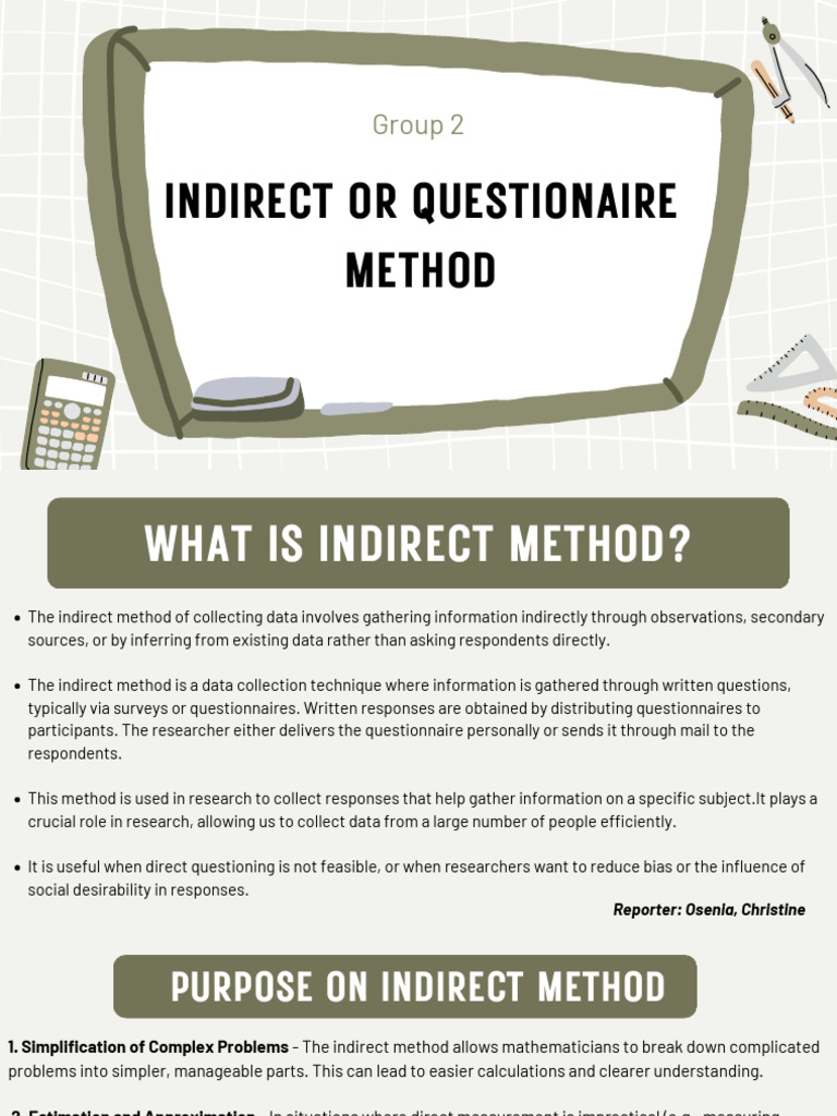 Group 2 - Indirect or Questionaire Method | PDF | Questionnaire ...