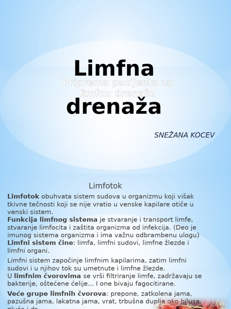Limfna Drenaža Priprema Faza | PDF