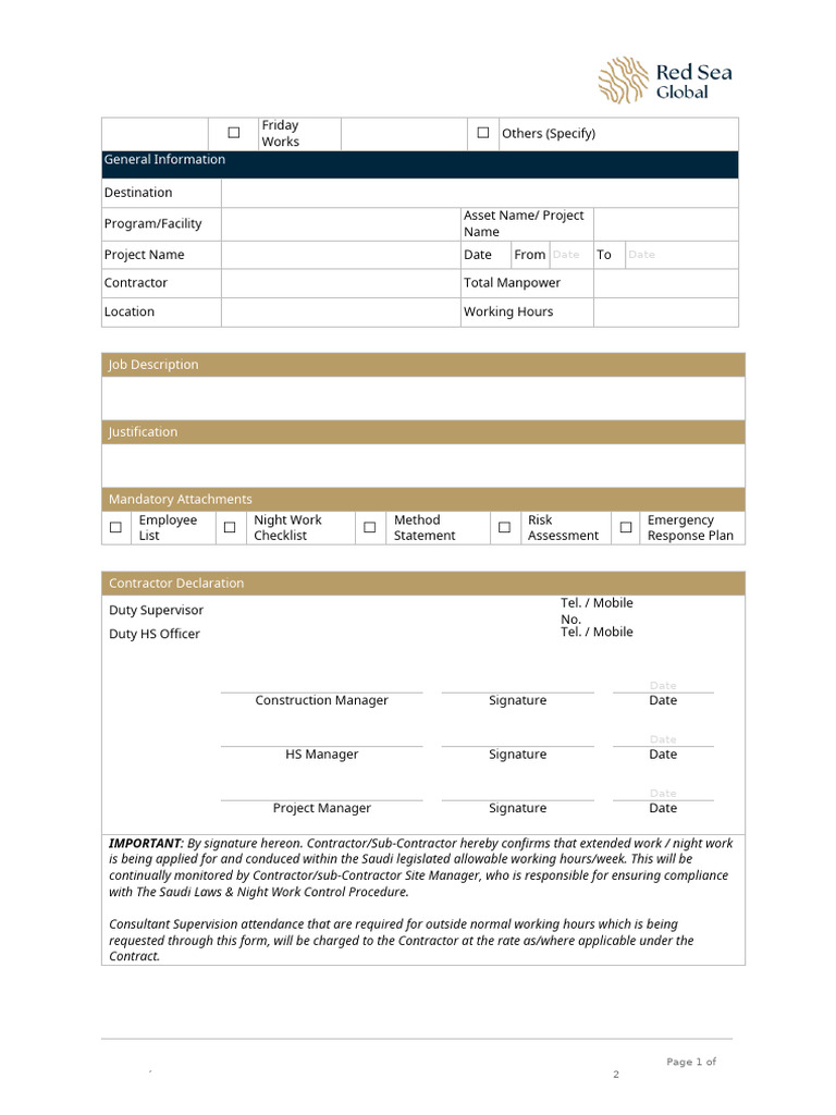 RSG-HS-FRM-0067 - Holiday Work Request Form - 02 | PDF | Business