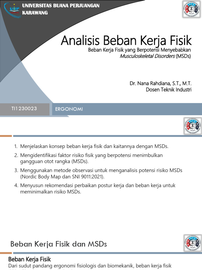 Ergo 07 - Analisis Beban Kerja Fisik (MSDS) | PDF