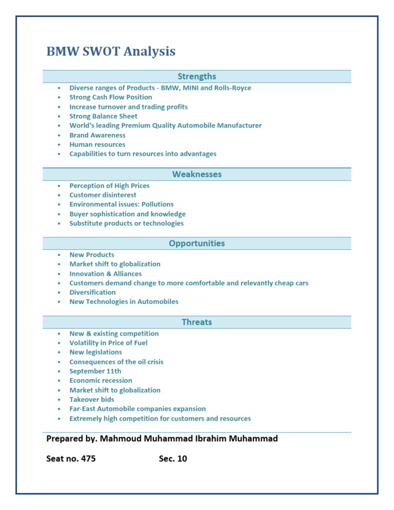 BMW SWOT Analysis Overview | PDF