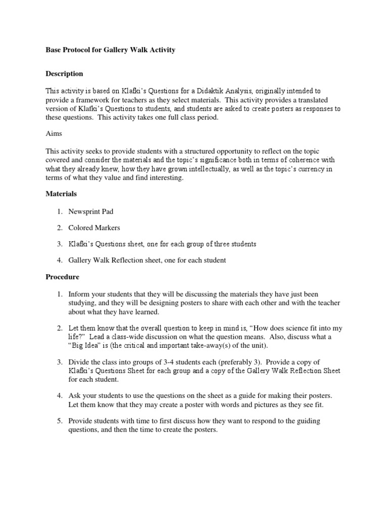 Big Idea Gallery Walk Activity | PDF | Lesson Plan | Epistemology
