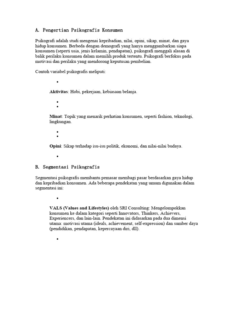 Pengertian dan Segmentasi Psikografis | PDF