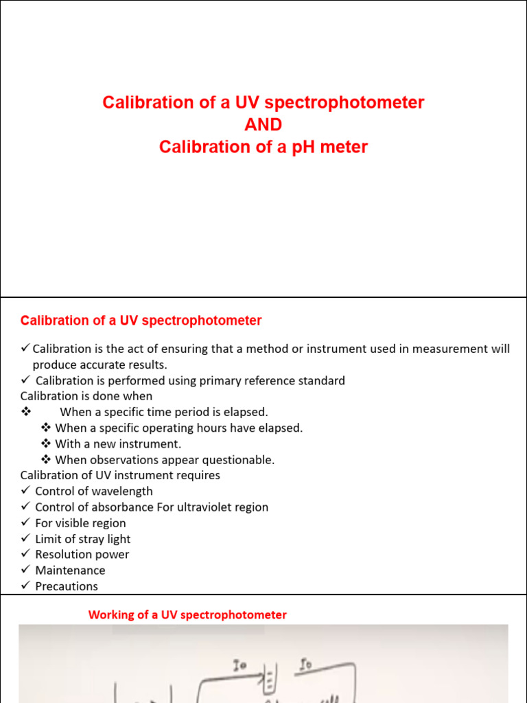 Validation PPT 3 Calibration of UV and PH Meter | PDF | Ph | Applied ...