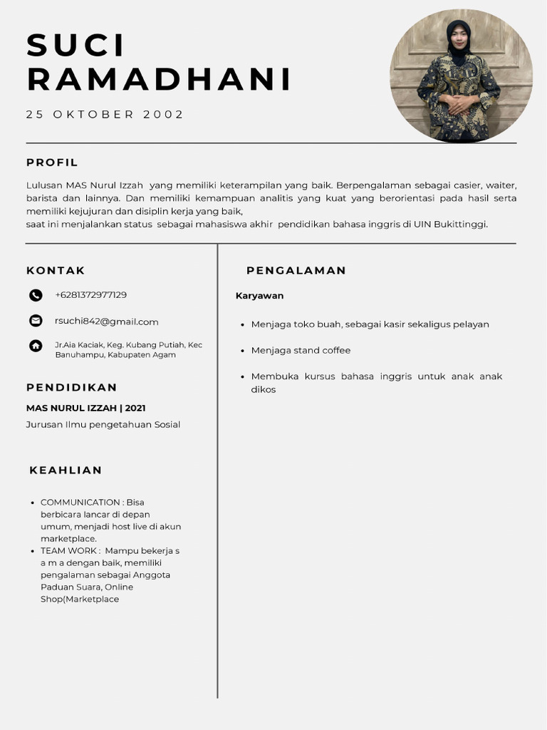 CV - Suci Ramadhani | PDF