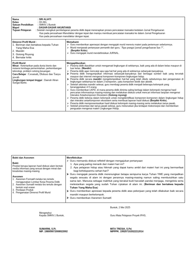 Modul Ajar Deep Learning IPAS SMK Kelas X | PDF