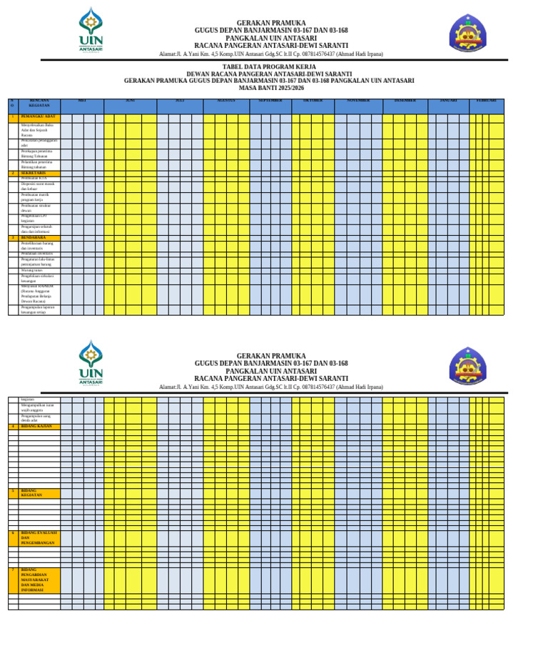 Rancangan Program Kerja 2025 - 2026 | PDF