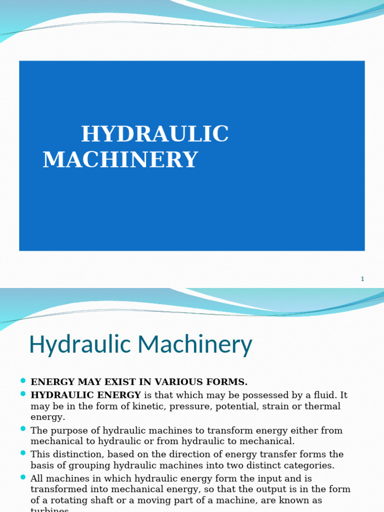 Lecture - 8 Hydraulic Machines | PDF | Pump | Rotation