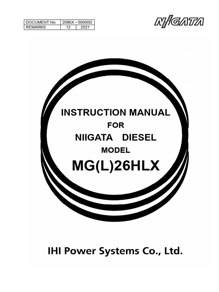 Niigata MG(L)26HLX Engine Manual | PDF | Valve | Exhaust Gas