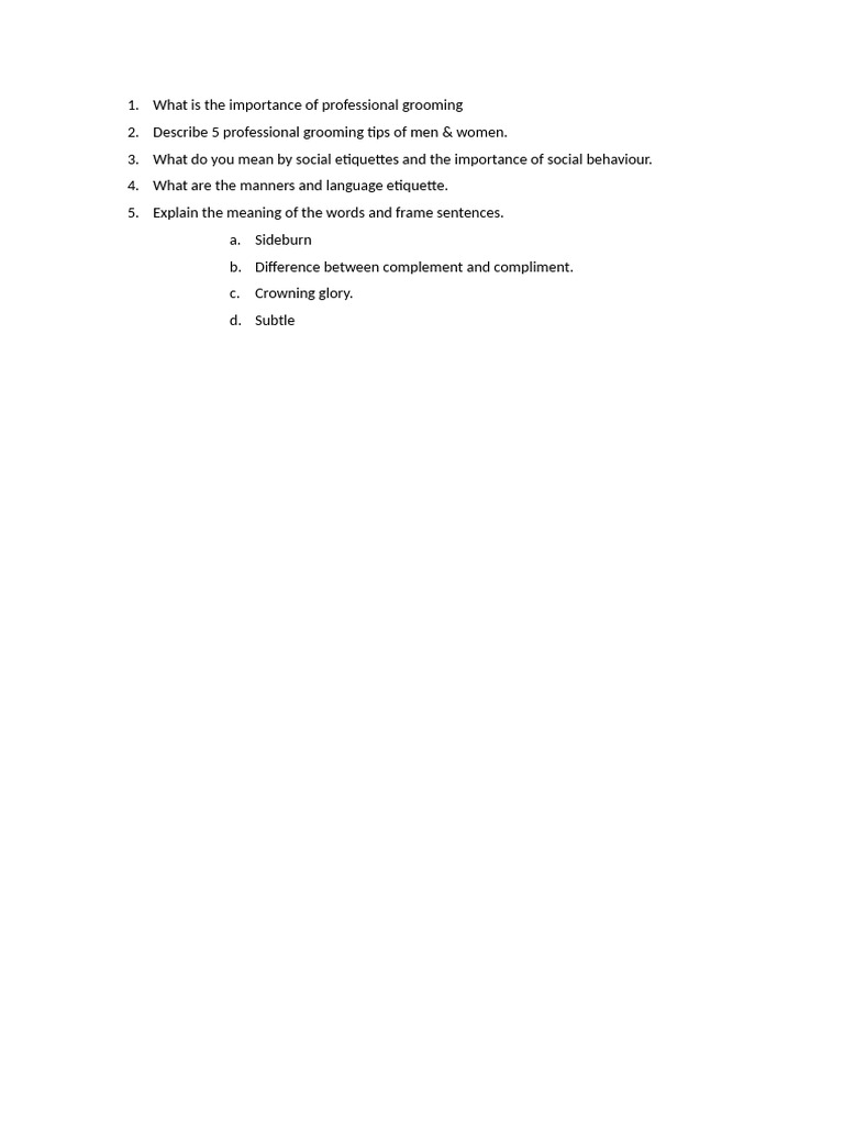 Professional Grooming and Etiquette Guide | PDF