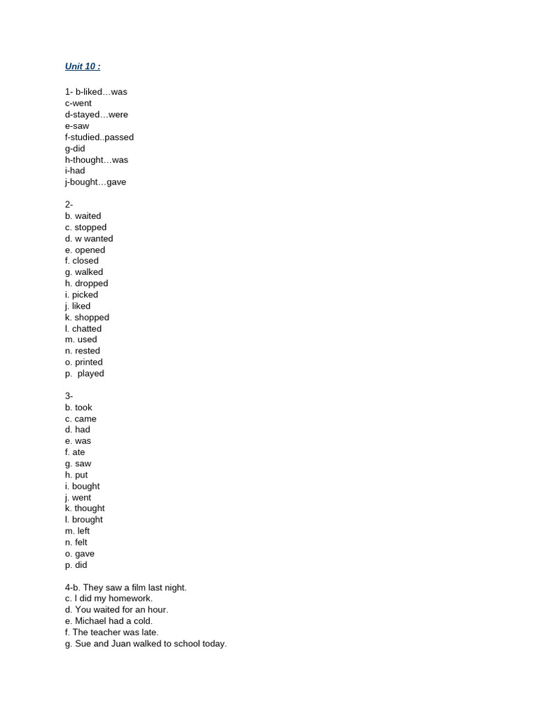English Grammar Units 10-18 Exercises | PDF