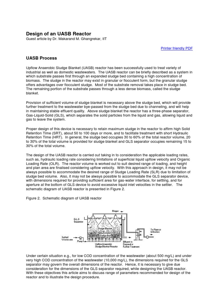 Design of An UASB Reactor | PDF | Sewage Treatment | Chemical Reactor