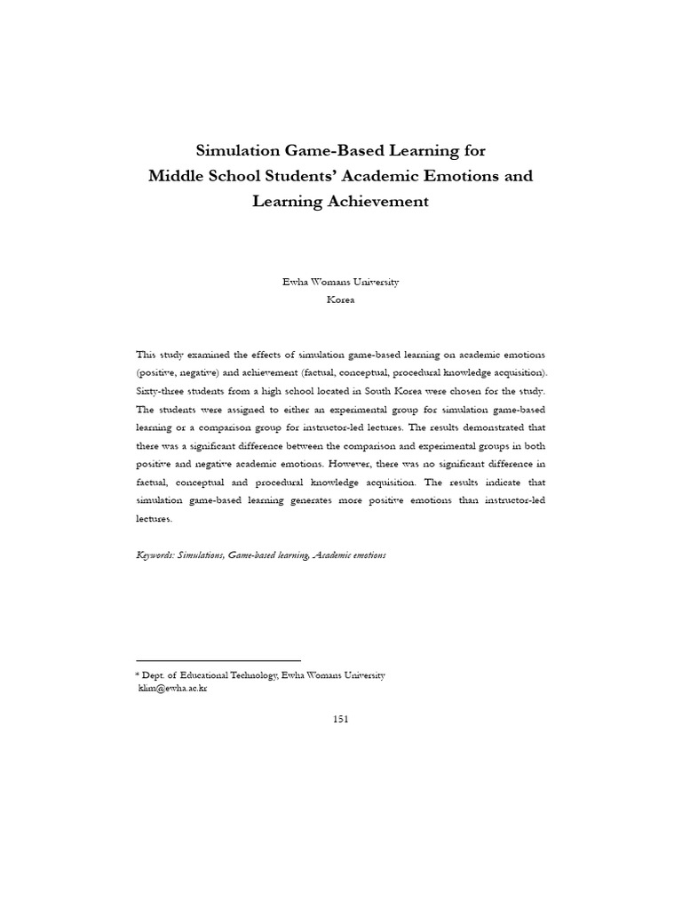 Simulation Game-Based Learning For Middle School Students' Academic ...