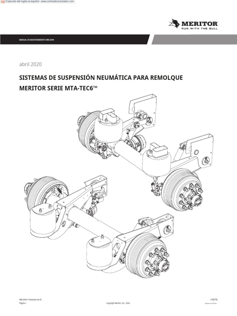 Manual de Mantenimiento Suspensión Meritor | PDF | Tornillo | Eje