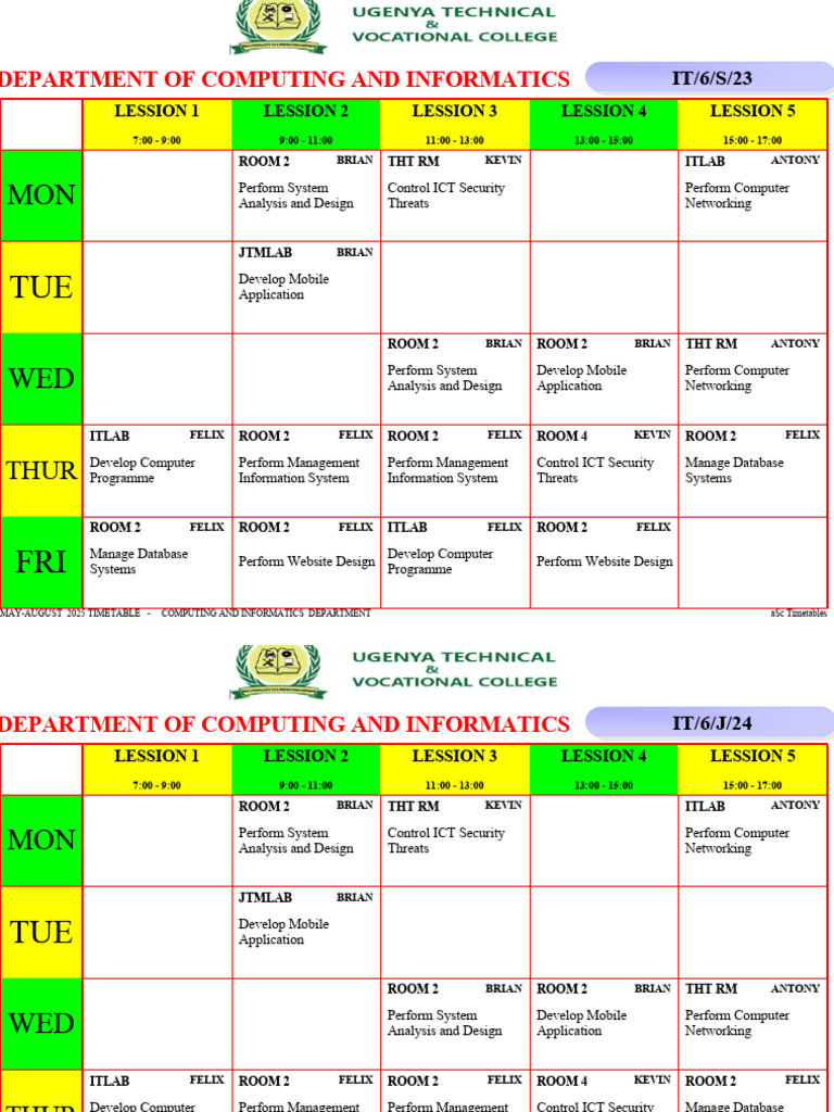 Computing-Class Timetable Final | PDF | Information And Communications ...