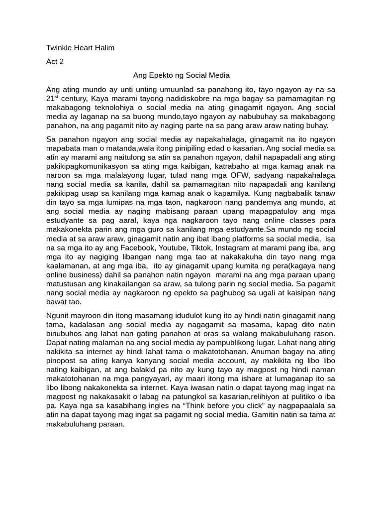 Talumpati Tungkol Sa Social Media | PDF