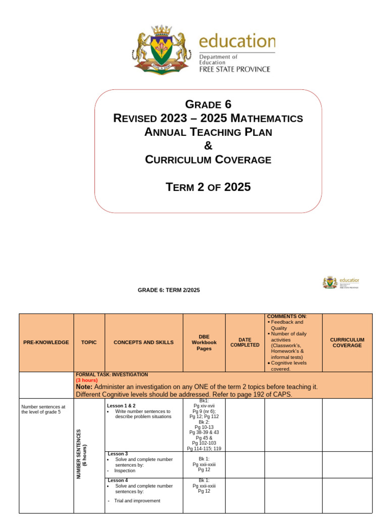 Grade 6 Maths ATP Term 2 2025 | PDF | Mathematics | Arithmetic
