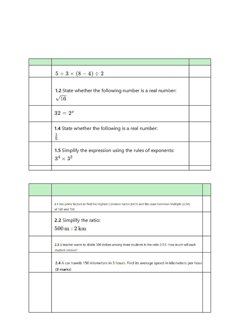 ASSESSMENT FRAMEWORK Grade 9 19 March Test 2025 (1) Practice Activities ...