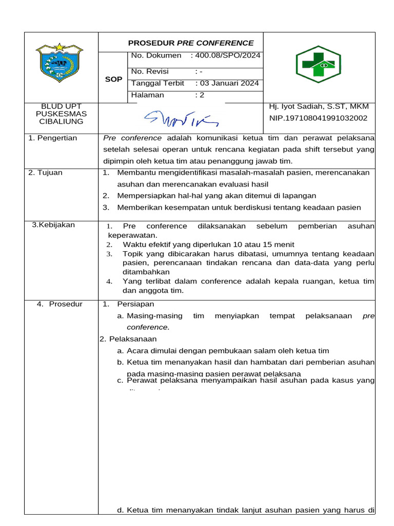 SOP OPERAN PRE PASIEN | PDF