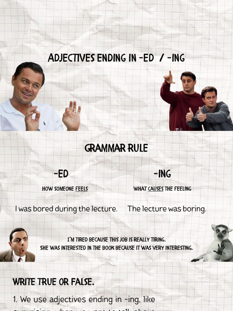 Adjectives ending in -ed -ing | PDF