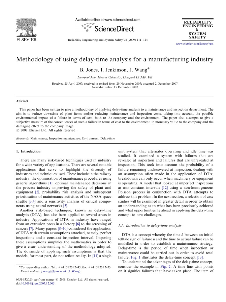 Methodology of Using Delay-Time Analysis For A Manufacturing Industry ...
