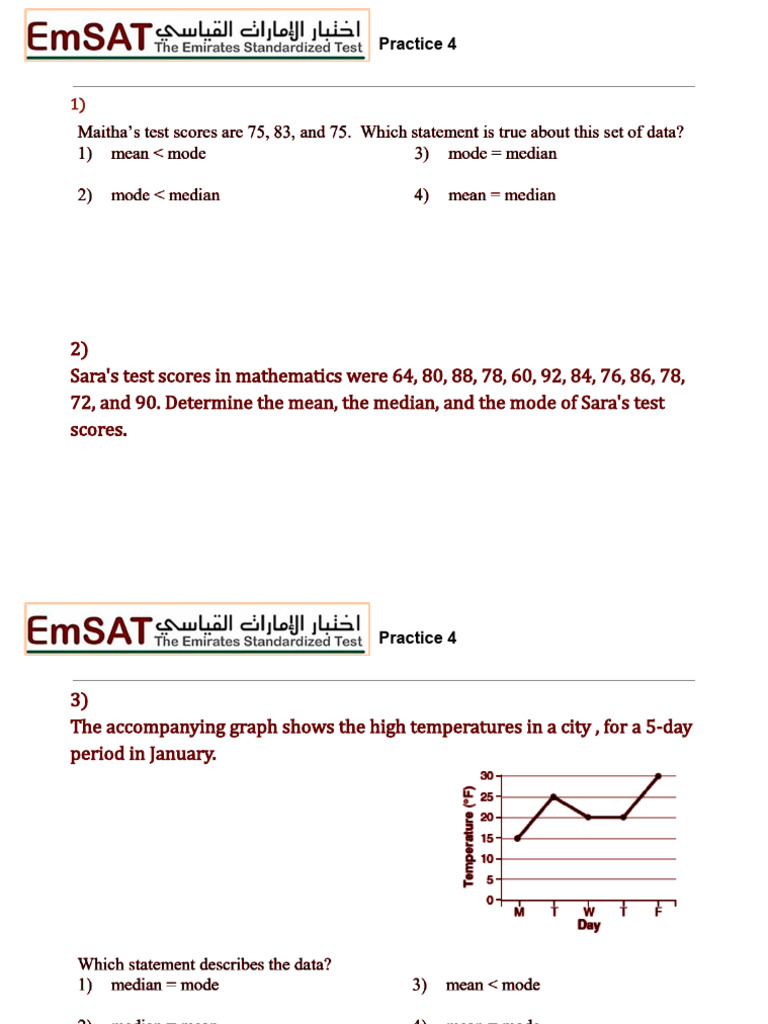 EmSAT Practice 4 | PDF