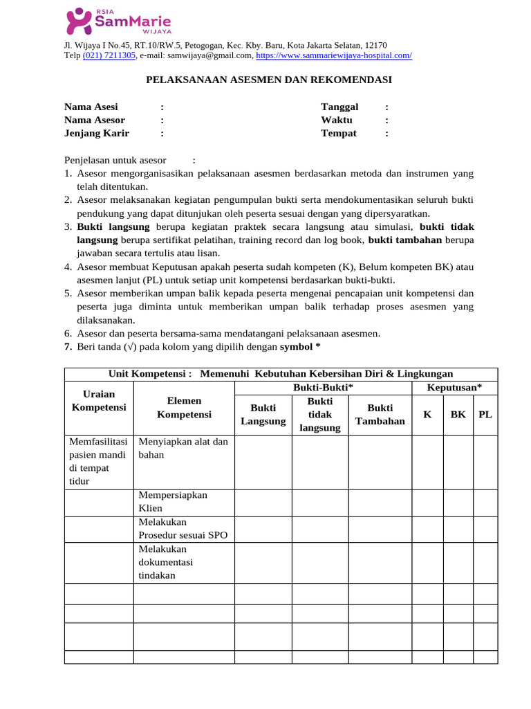 Form 3 Pelaksanaan Asesmen Dan Rekomendasi | PDF