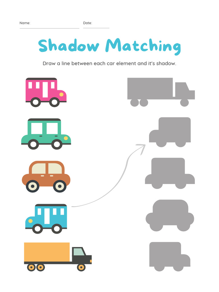 Shadow Matching Car Worksheet | PDF
