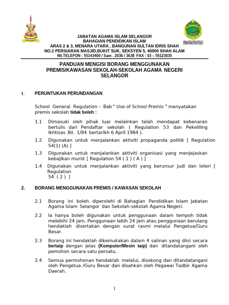 Borang Kebenaran Guna Premis | PDF