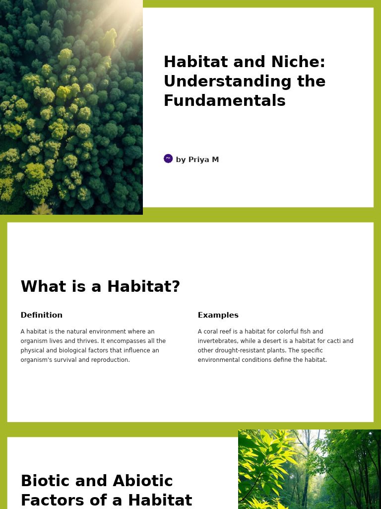 Habitat and Niche Understanding The Fundamentals | PDF | Ecological ...