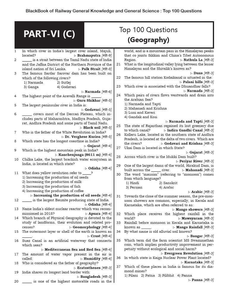 Geography Top 100 (Blackbook Railway GK - English) | PDF | Tamil Nadu | South India