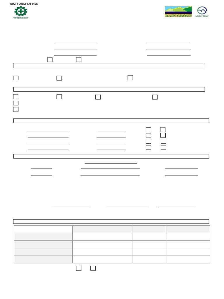 002-ForM-LH-HSE Formulir Pengajuan Kimper Dan Izin Khusus PT Loa Haur | PDF