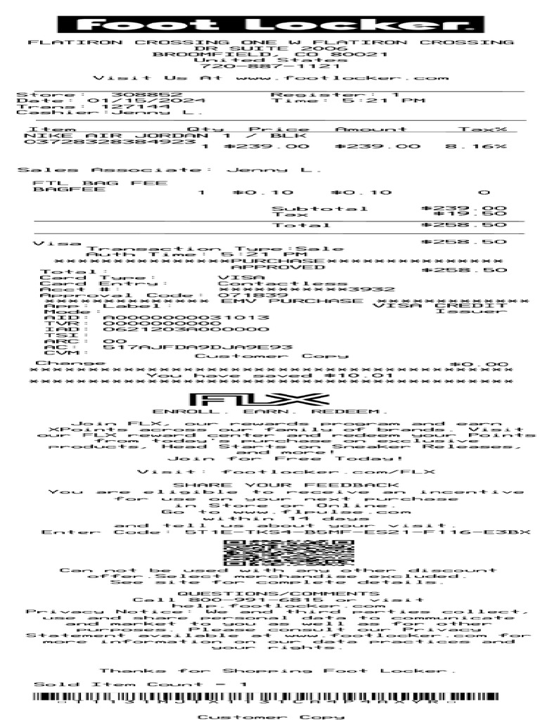 Ticket Foot Locker | PDF