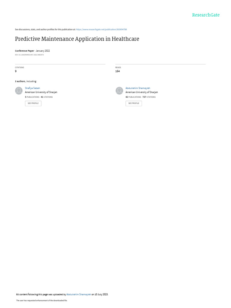 Predictive-Maintenance-Application-in-Healthcare | PDF | Internet Of Things | Machine Learning