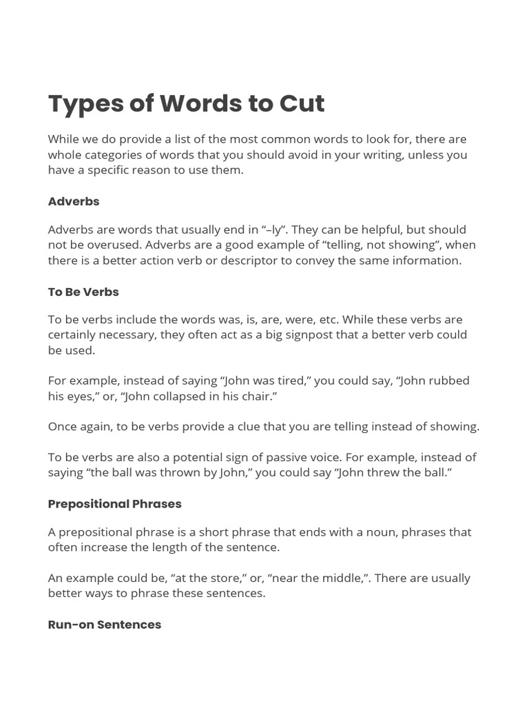 Words to Avoid in Writing | PDF | Verb | Adverb