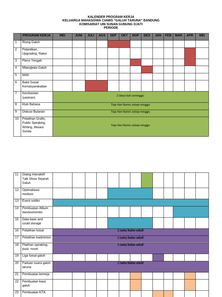 Kalender Program Kerja | PDF
