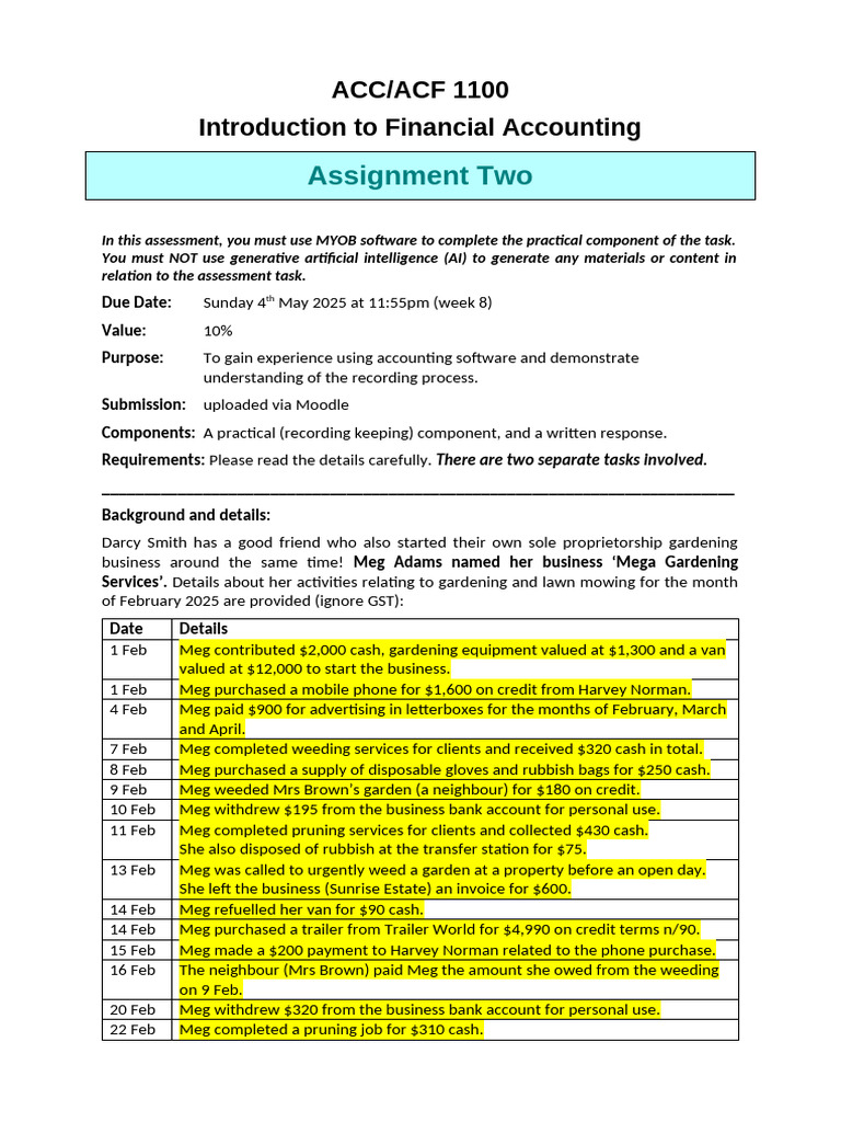 Assignment Two Requirements | PDF | Expense | Depreciation