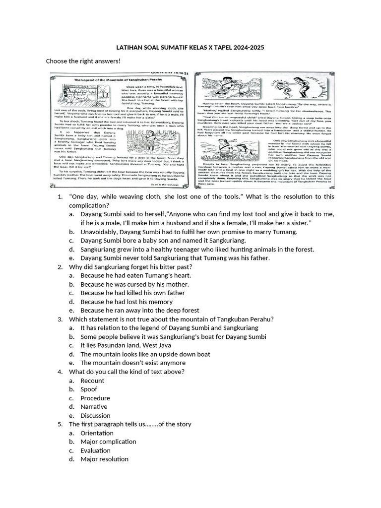 Latihan Soal Sumatif Kelas X Tapel 2024-2025 | PDF