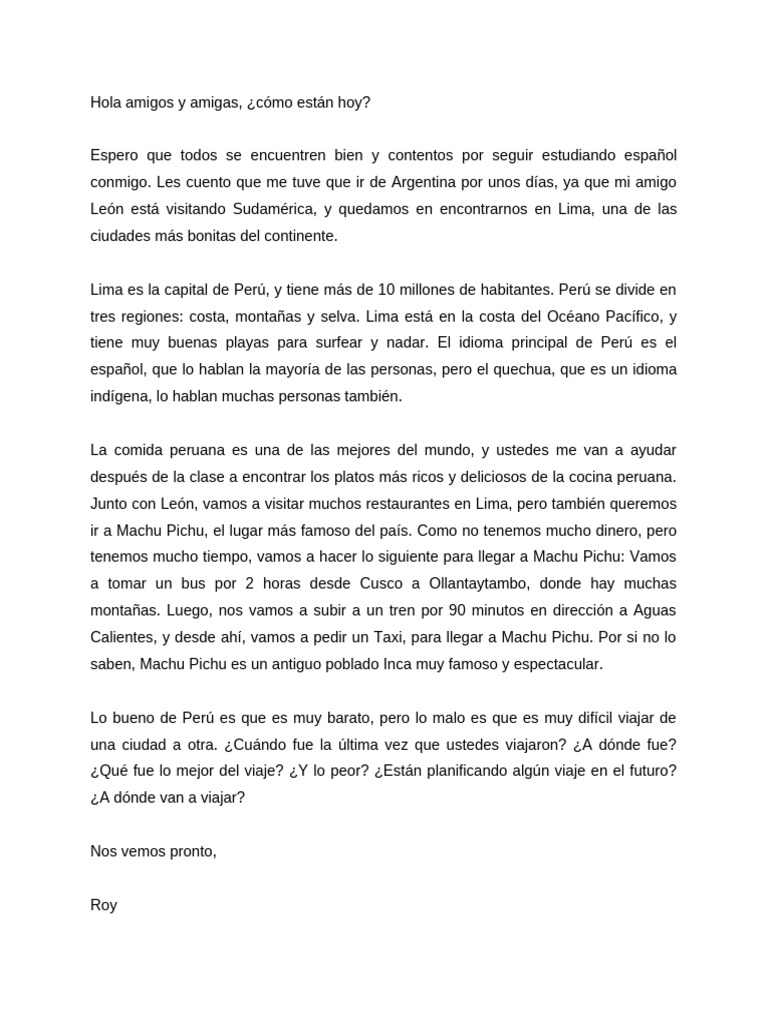 Roy Letter - Clase N°3 - Perú | PDF