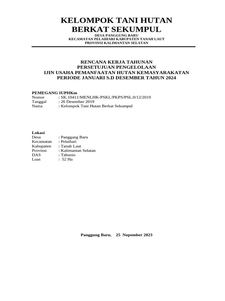 RKT KTH Berkat Sekumpul 2024 | PDF