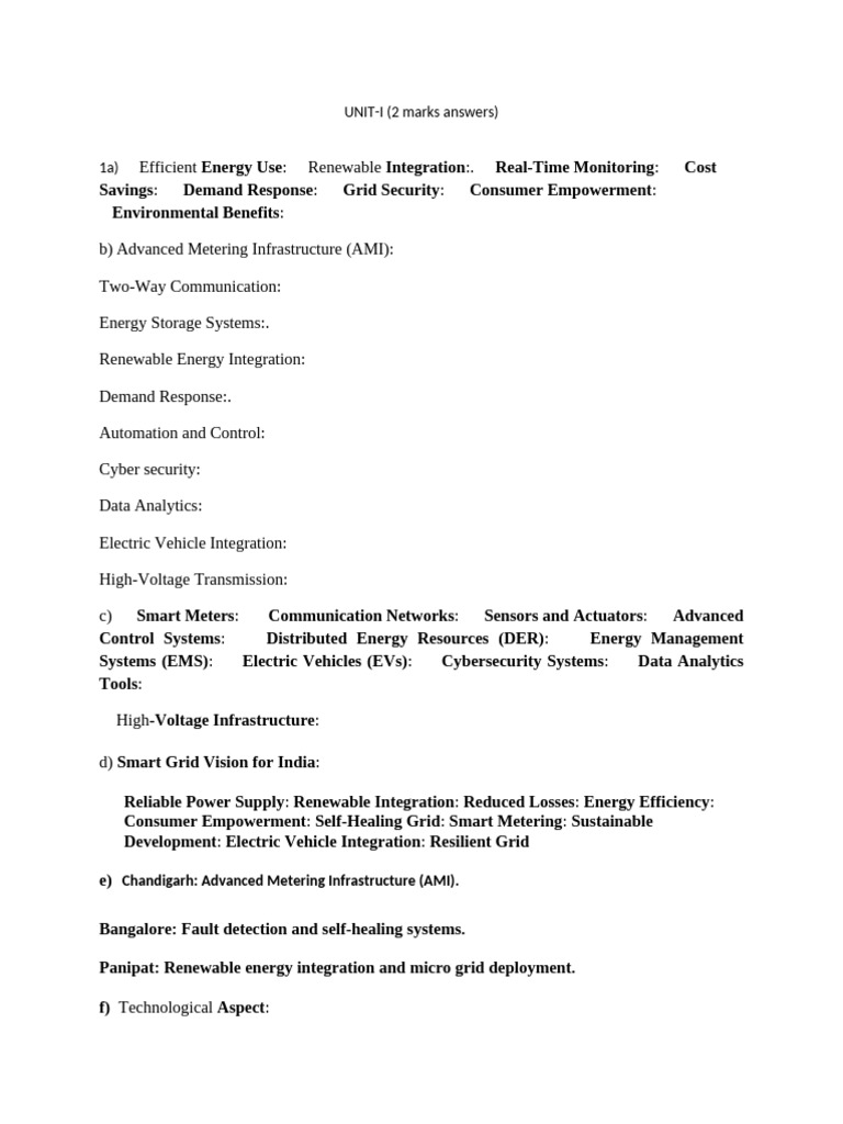 2 Marks Answers (UNIT I, II) | PDF | Electrical Grid | Power (Physics)